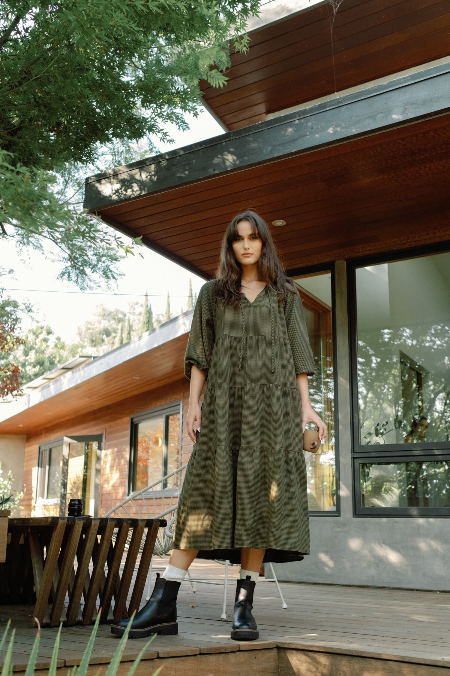 Mandy Dress in Hunter Gingham · Whimsy & Row ~ Sustainable Clothing ...