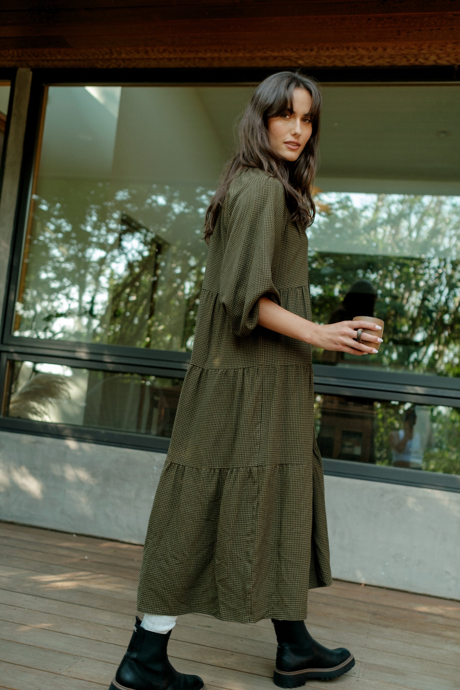 Mandy Dress in Hunter Gingham · Whimsy & Row ~ Sustainable Clothing ...